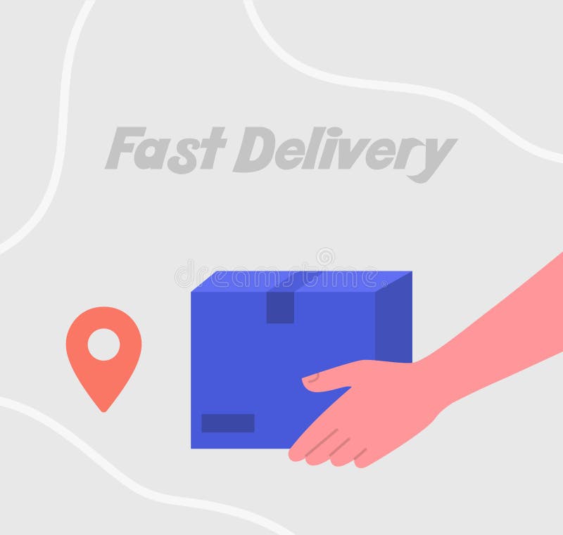 Fast Delivery. Hand Holding Delivery Box Stock Vector - Illustration of ...