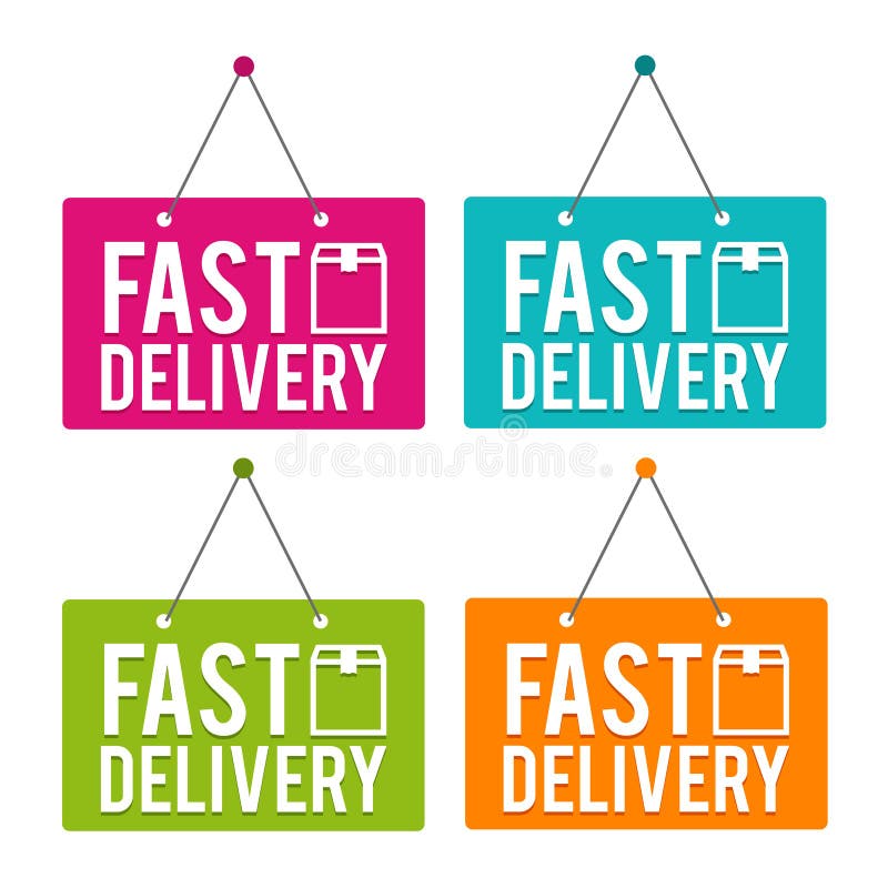 Fast Delivery Color Banner and 10 , 20 , 30 & 40 Off Marks. Vector ...