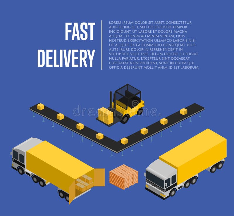 Fast Delivery Isometric Concept Stock Vector - Illustration of package ...