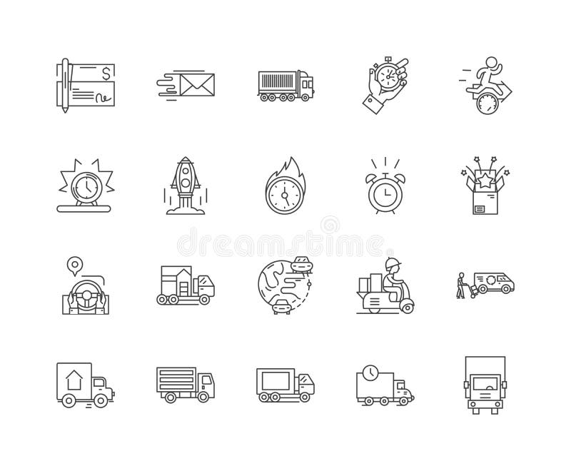 Delivery Man with Box Line Icon, Vector. Delivery Man with Box Outline ...