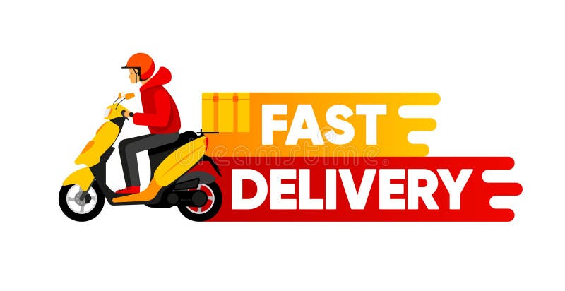 Fast Delivery Service Concept. Courier and Fast Delivery Inscription ...