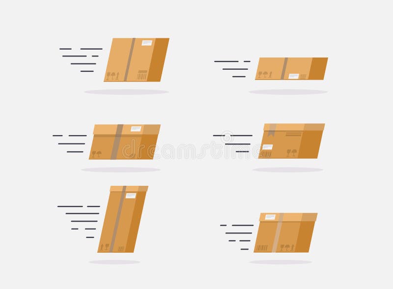 Fast Delivery Service Concept. Set of Speed Delivery Boxes Flying Stock ...