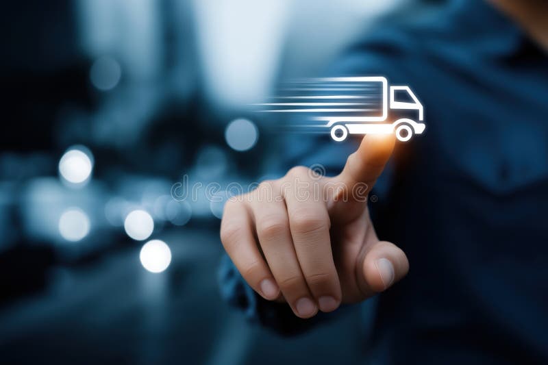 Fast Delivery Service Digital Technology Concept Featuring Hand ...