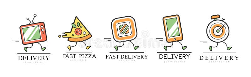 Fast Delivery Service Logo Design Template Vector Set Stock Vector ...