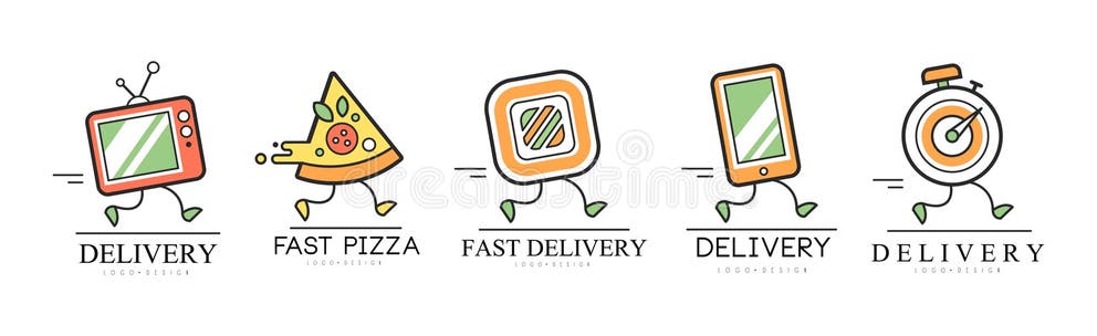Fast Delivery Service Logo Design Template Vector Set Stock Vector ...