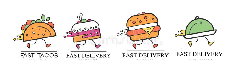 Fast Delivery Service Logo Design Template Vector Set Stock Vector ...