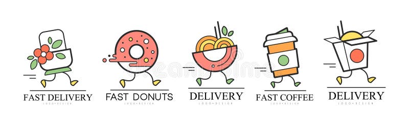 Fast Delivery Service Logo Design Template Vector Set Stock Vector ...