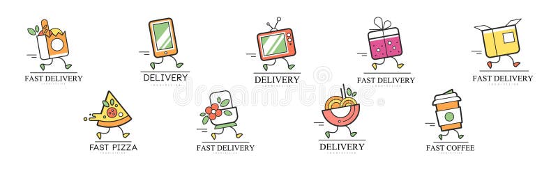 Fast Delivery Service Logo Design Template Vector Set Stock Vector ...