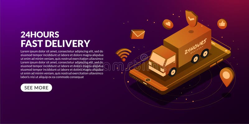 Fast Delivery Service in Sometric Design, Online Logistic Concept Stock ...