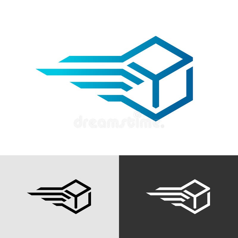 Fast Delivery Speed Box Logo. Moving 3D Cube Symbol. Stock Vector ...