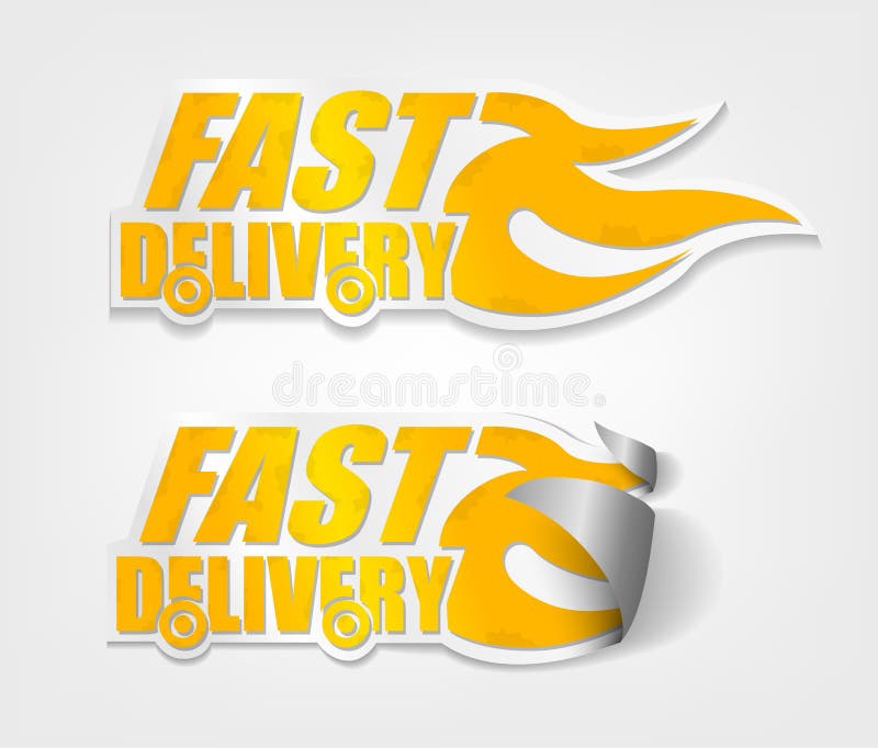 Fast Delivery Stickers with Curl Sets Stock Vector - Illustration of ...