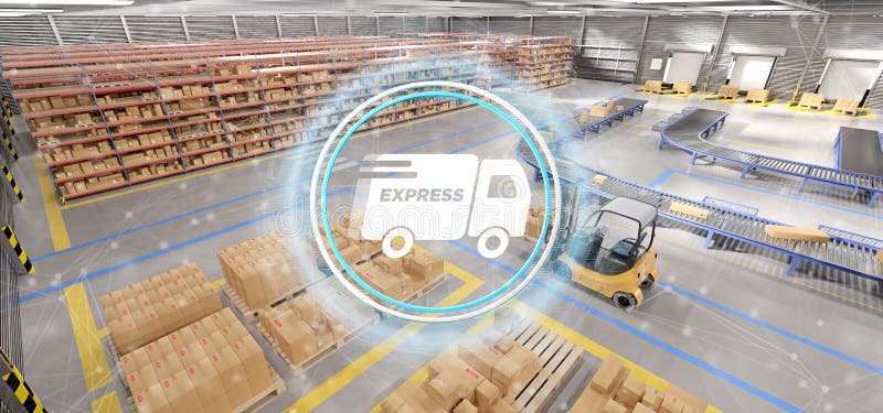 Fast Warehouse Truck Delivering Weight To Mall Stock Vector ...