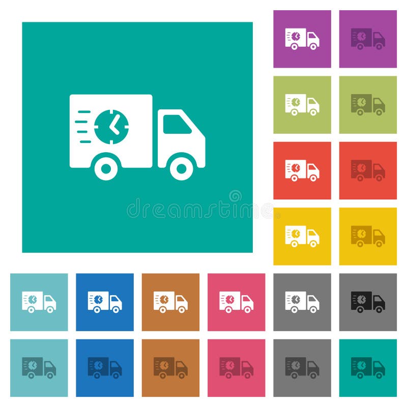 Fast Delivery Truck Square Flat Multi Colored Icons Stock Vector ...