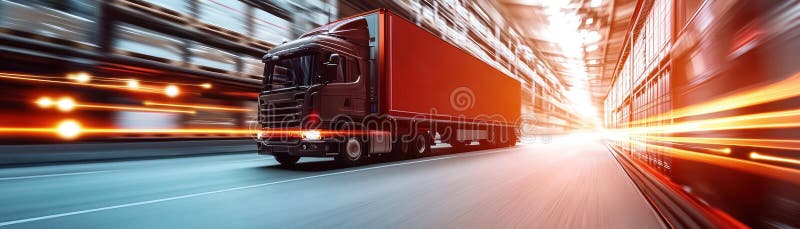 Fast Delivery Truck in Warehouse, Showcasing Logistics and Technology ...