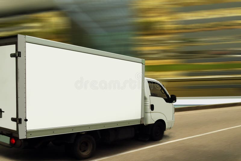 Fast Delivery Van on Blurred Background Stock Photo - Image of bright ...