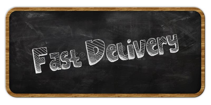 FAST DELIVERY Written in Chalk on Blackboard. Wood Frame Stock ...