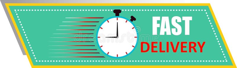 Fast Delivery Written Icon, Fast Shipping Delivery with Time Icon ...