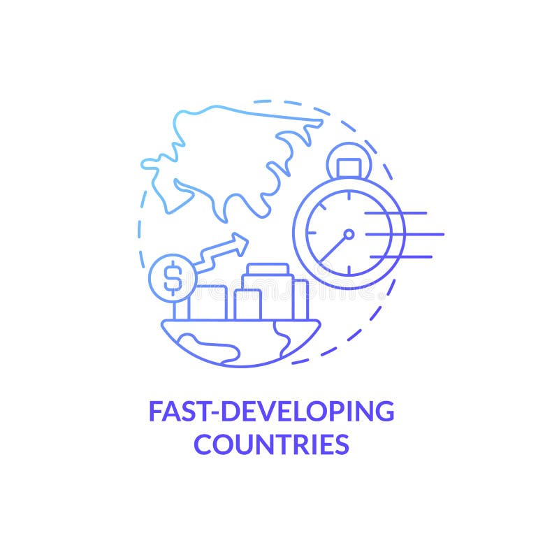 Fast-developing Countries Blue Gradient Concept Icon Stock Vector ...