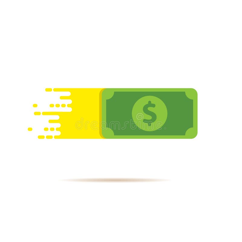 Fast Dollar, Fast Money Transfer Flat Icon Vector Isolated on White ...