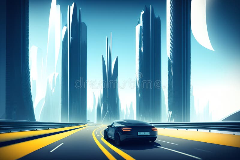Fast Drive on Futuristic Modern Highway, Generative AI Illustration ...