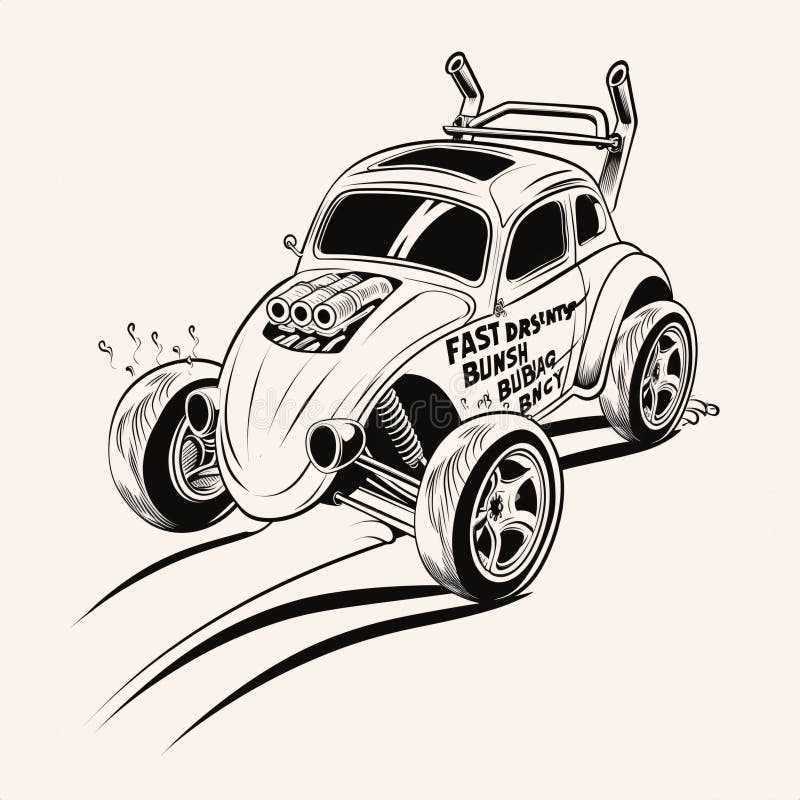 Fast Dune Buggy - a Black and White Drawing of a Car Stock Illustration ...