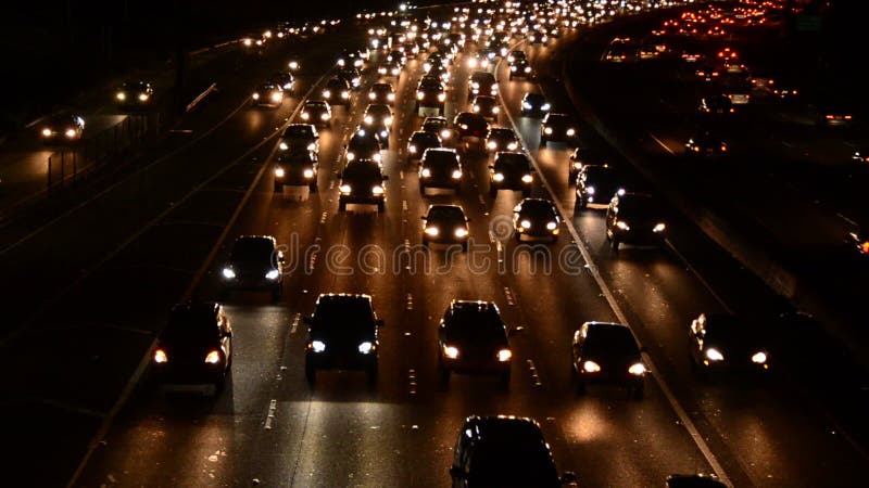 Fast Evening Rush Hour Traffic on Busy Freeway in Los Angeles Stock ...