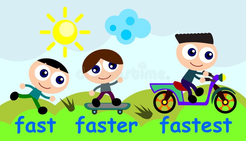 Comparative and Superlative Adjectives for Word Fast Stock Vector ...