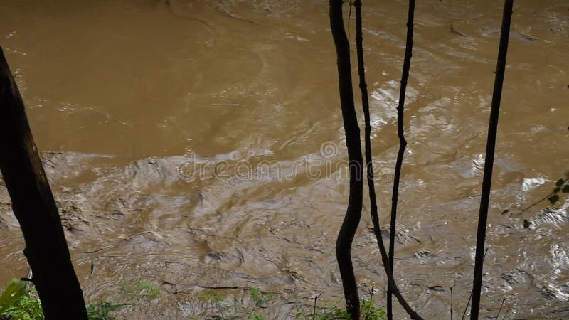 Fast Flowing Dirty Brown Flood Water Stock Video - Video of change ...