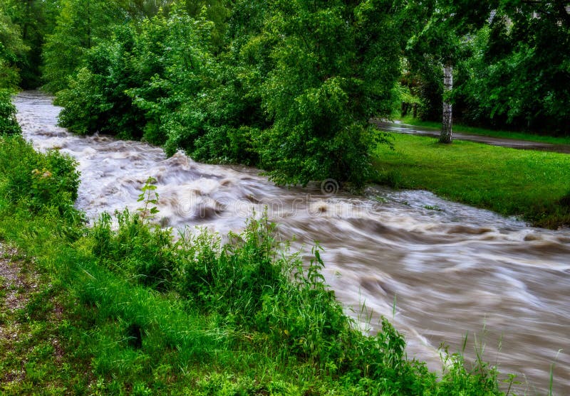 Fast Flowing River after Heavy Rain Stock Image - Image of high, river ...