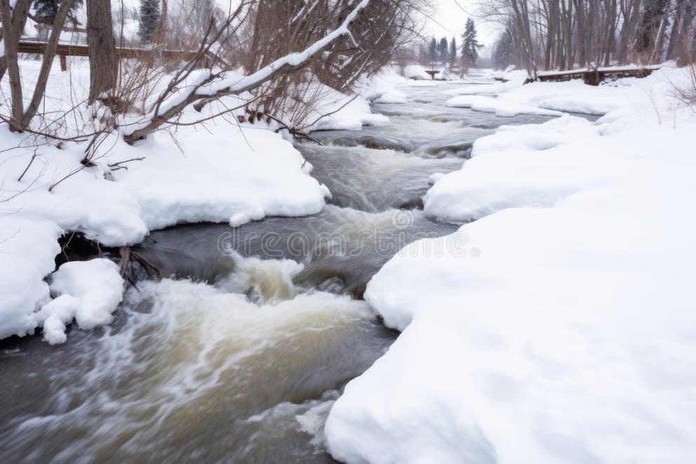 Fast Flowing River during a Snowmelt Stock Image - Image of outdoors ...