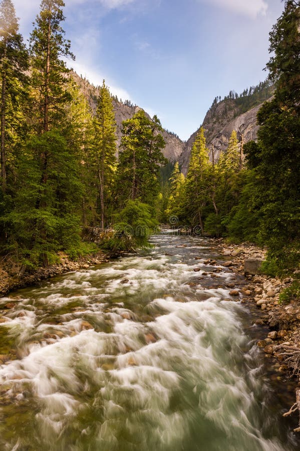 Fast Flowing River in Yosemite National Park Stock Photo - Image of ...