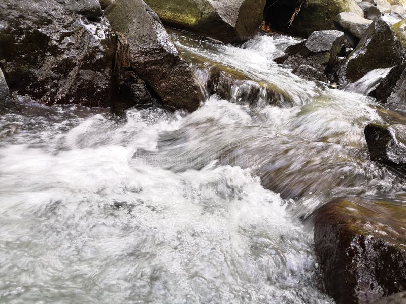 Fast Flowing Water and Rocks beside it Stock Photo - Image of flowing ...