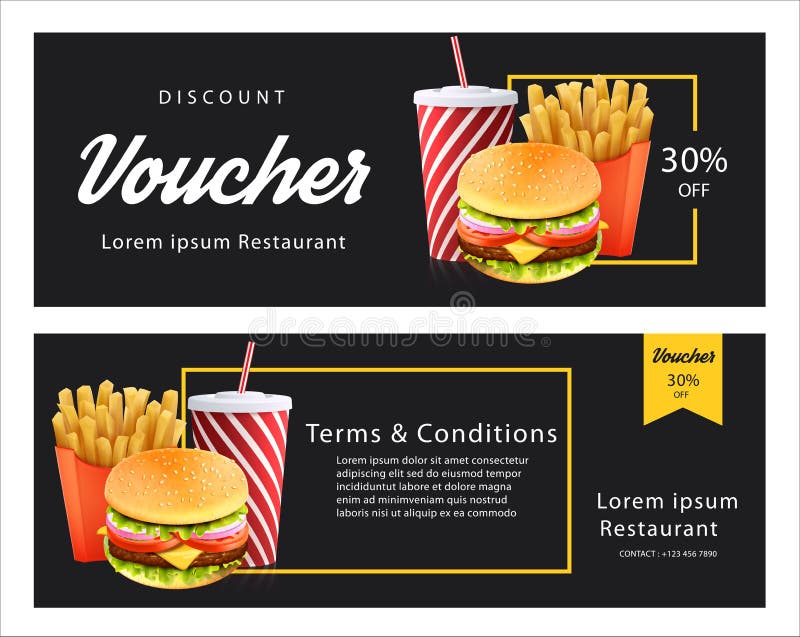 Burger Discount Voucher Template. Stock Vector - Illustration of drink ...