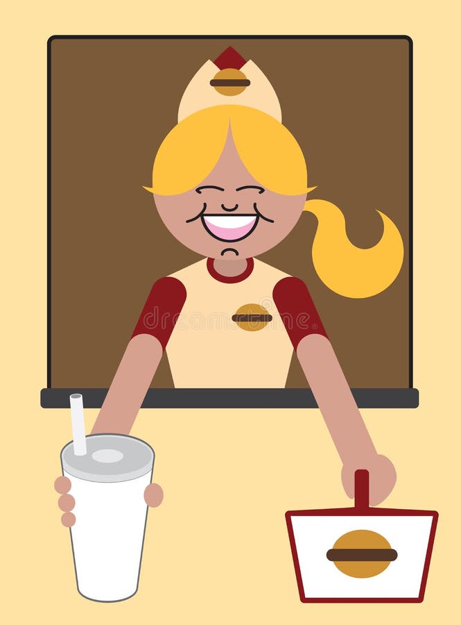 Female Fast Food Worker or Waitress, Flat Vector Illustration Isolated ...