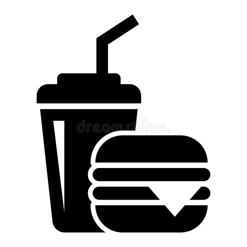 Fast Food or Food Allowed Icon. Hamburger and Soft Drink Cup Vector ...