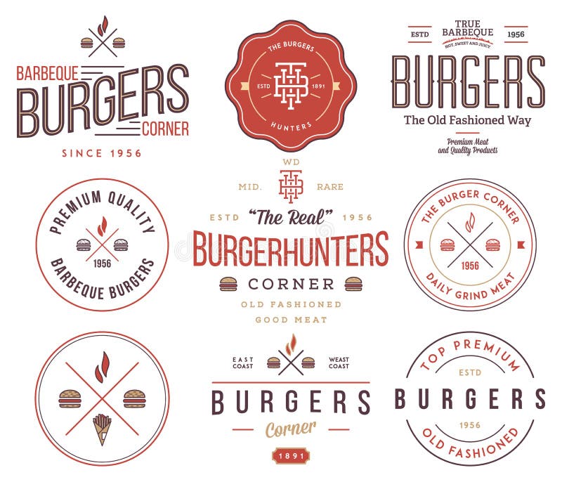 Fast Food Badges and Icons Colored 2 Stock Illustration - Illustration ...