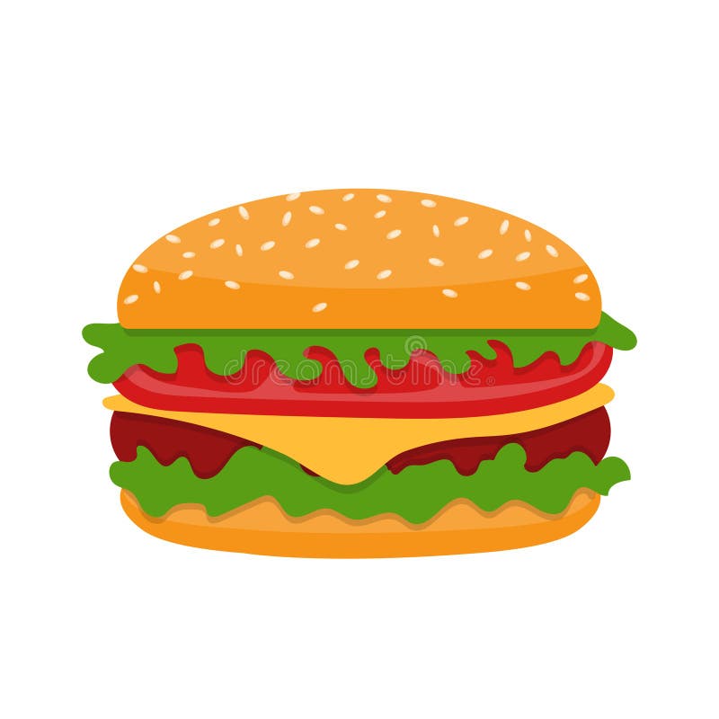 Fast Food Beef Cheese Hamburger Cartoon Vector Isolated Illustration ...