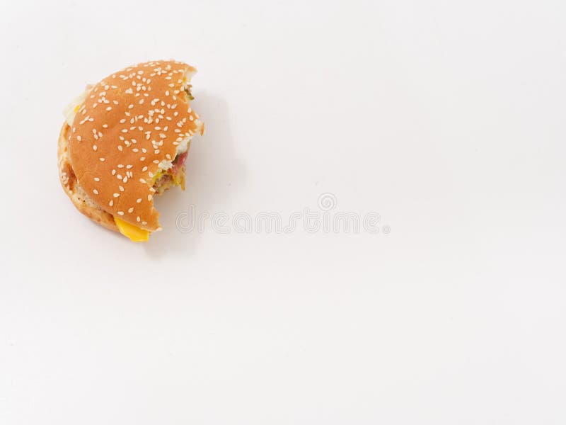 Fast Food Bitten Burger on White Background Stock Photo - Image of beef ...