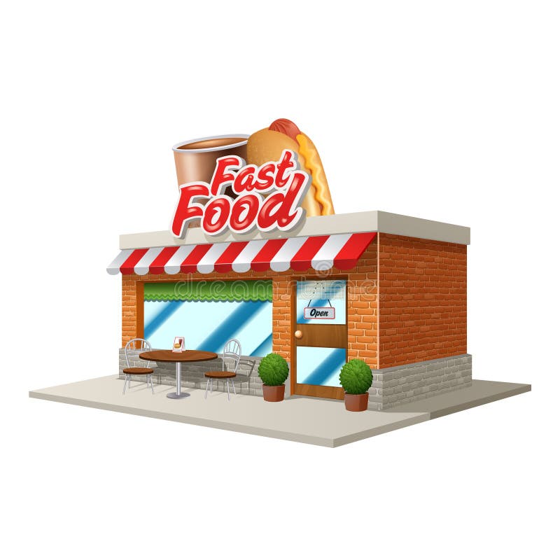 Fast Food Building Hamburger Roof Stock Illustrations – 15 Fast Food ...