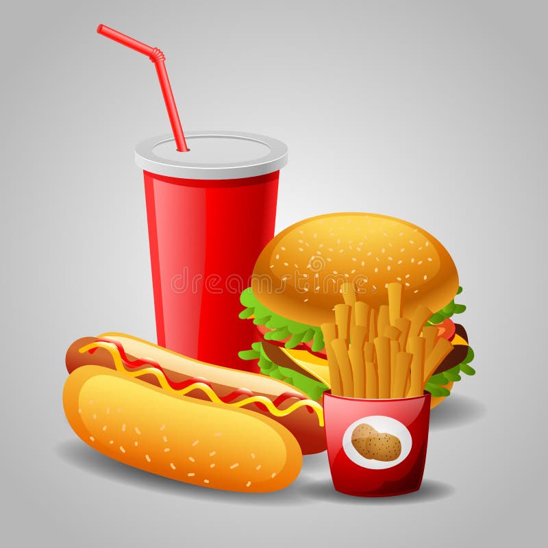 Fast Food Cartoon Collection Stock Vector - Illustration of grill ...