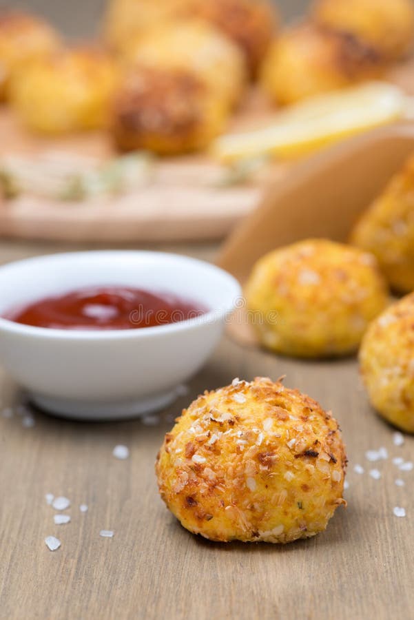Fast Food - Chicken Meatballs with Tomato Sauce, Selective Focus Stock ...