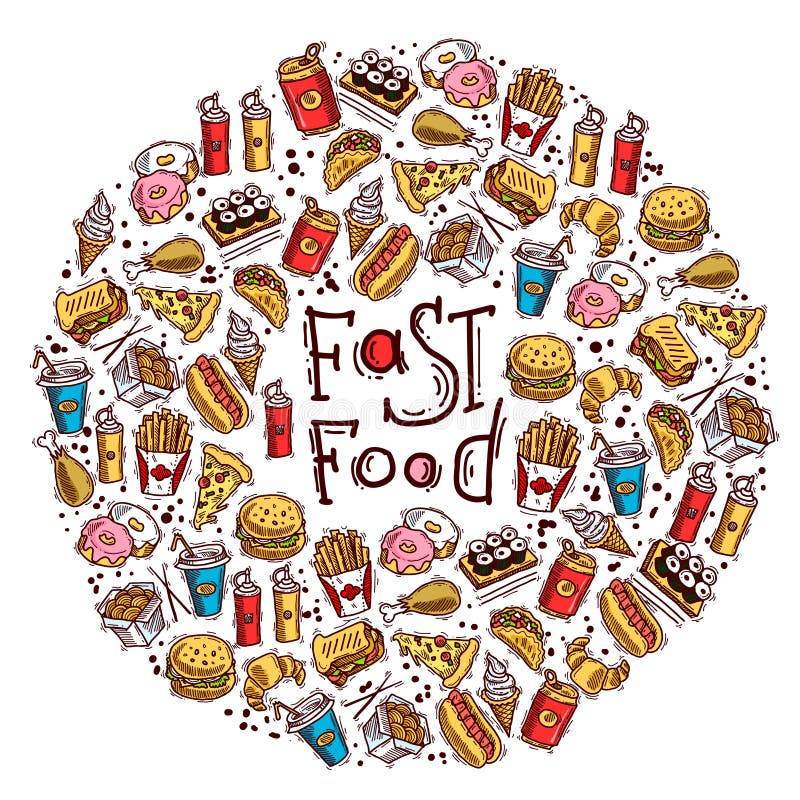 Fast Food Circle stock vector. Illustration of hotdog - 49167295