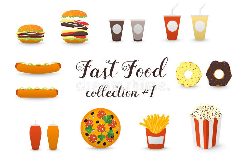 Fast Food Collection. stock vector. Illustration of coffee - 72252006