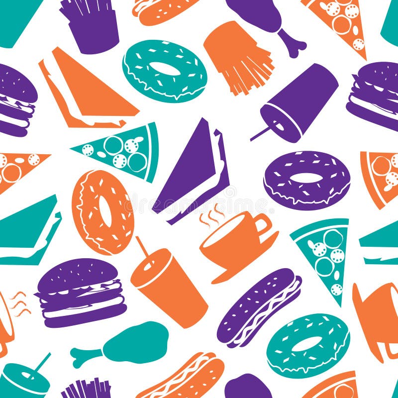 Fast Food Color Pattern Eps10 Stock Illustration - Illustration of ...