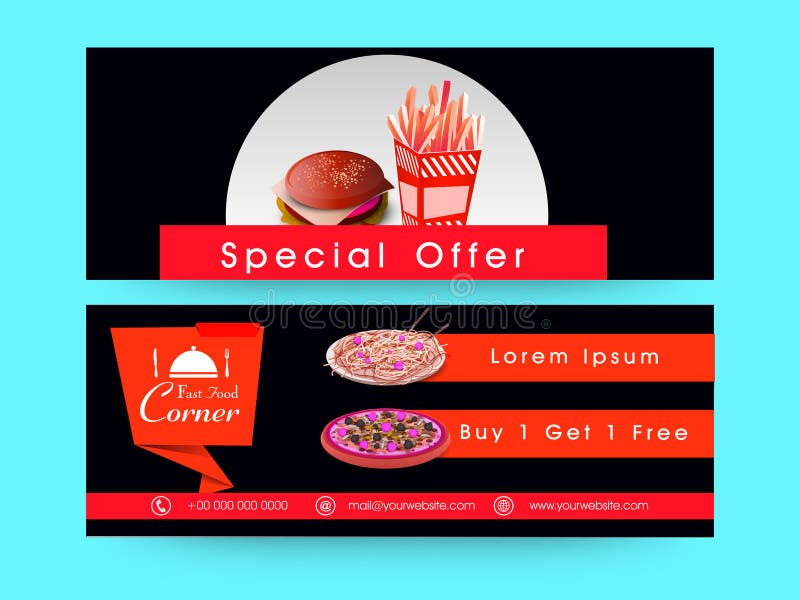 Fast Food Corner Visiting Card with Special Offer in Front and Back ...