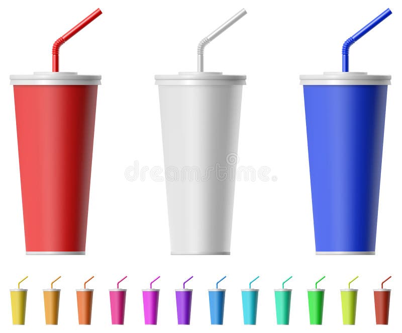 Fast food cup with straw stock vector. Illustration of cocktail - 137668639