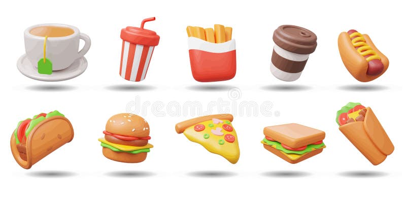 Fast Food 3d Vector Illustration High Res Stock Vector - Illustration ...
