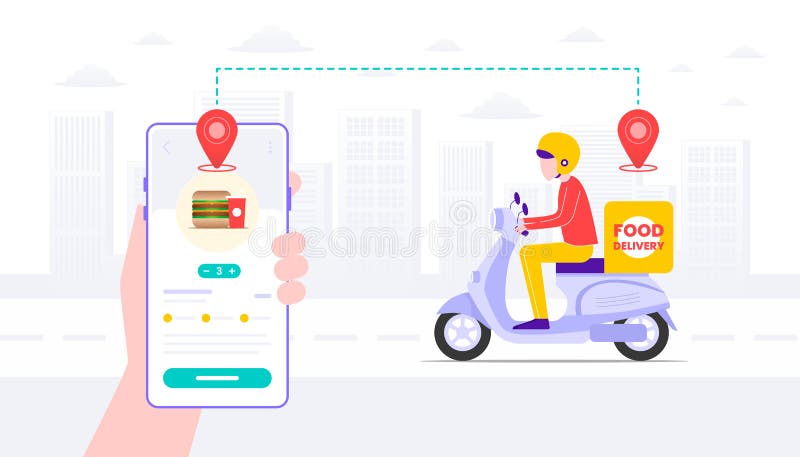 Fast Food Delivery App and Delivery Man. Suitable for User Interface ...