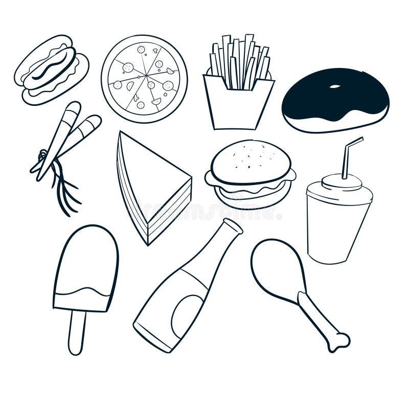 Fast Food Doodle Scribble Vector Icon Illustration Fast Food Doodle ...