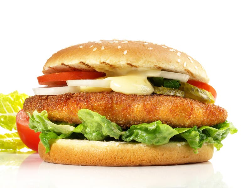 Fast Food - Fish Burger - Hamburger Isolated on White Background Stock ...